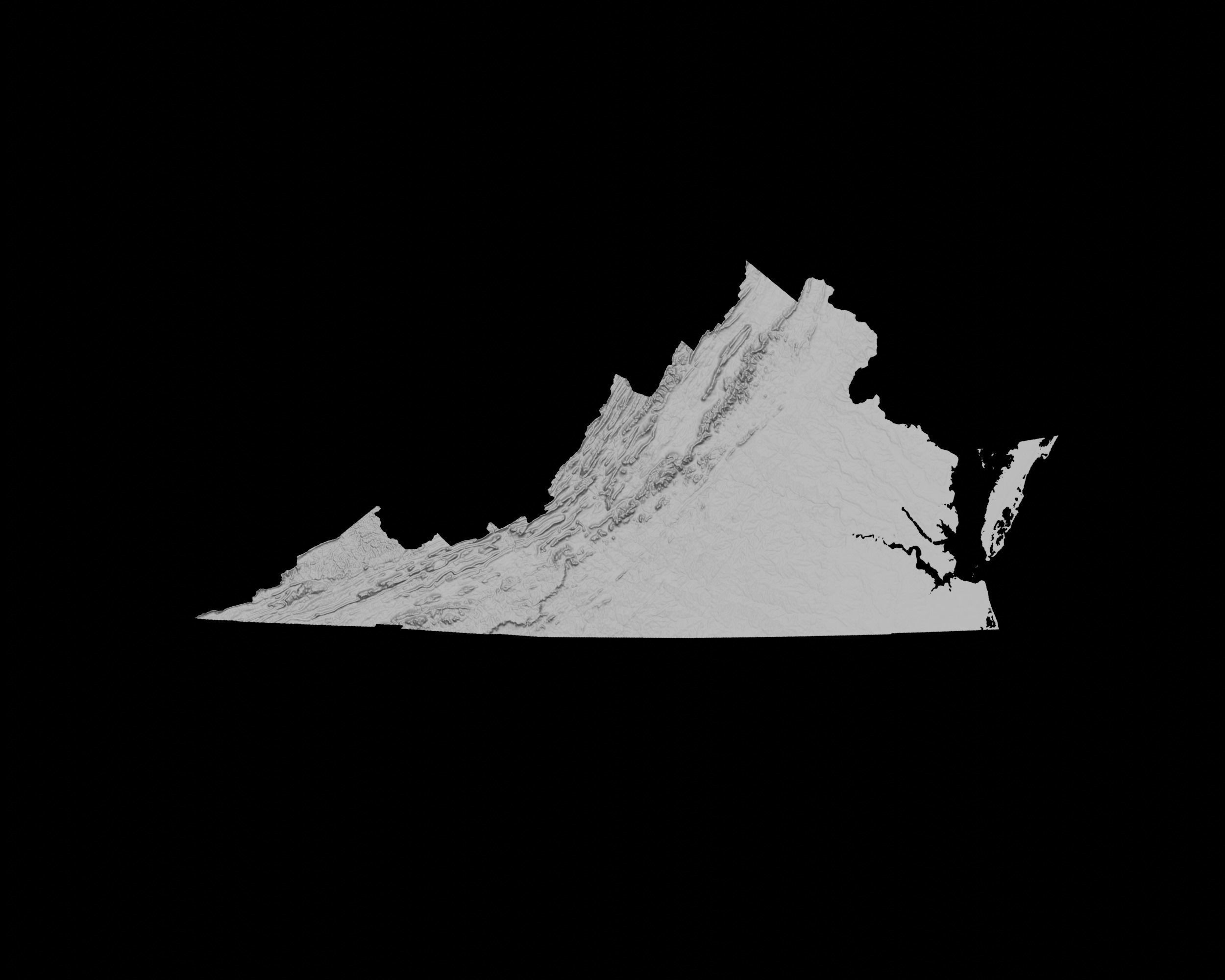 3D Topographical Map of Virginia 3D model 3D printable | CGTrader