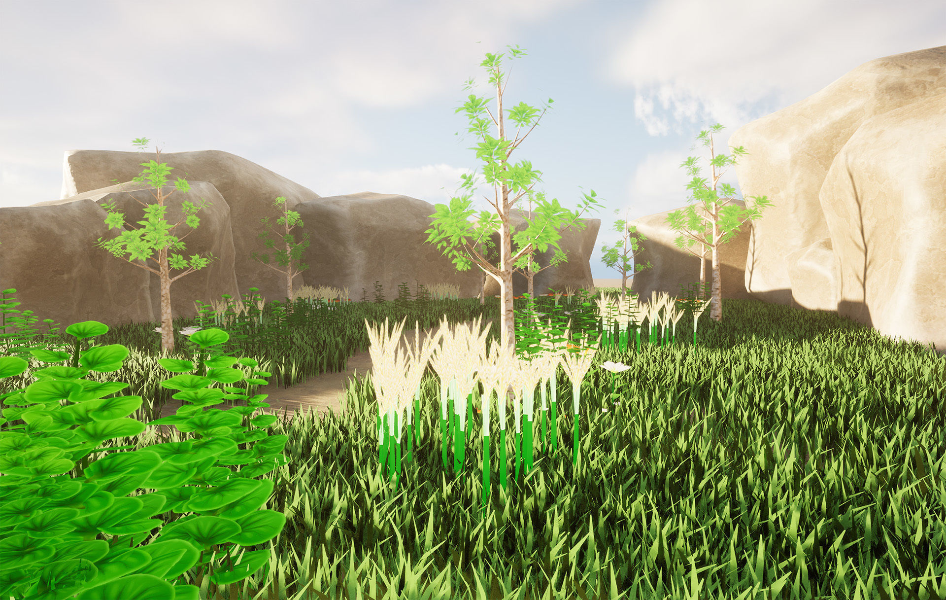 Stylized 3d scene with foliage assets free VR / AR / low-poly 3D model ...