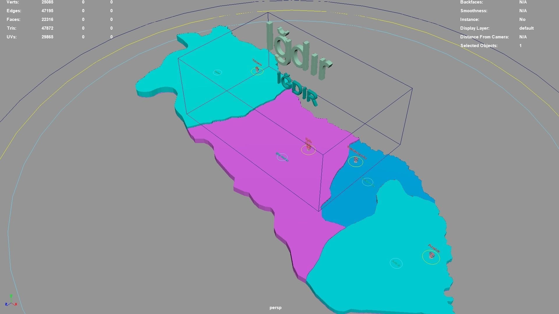 Igdir Eastern Anatolia Region Turkey map region geography 3D model ...