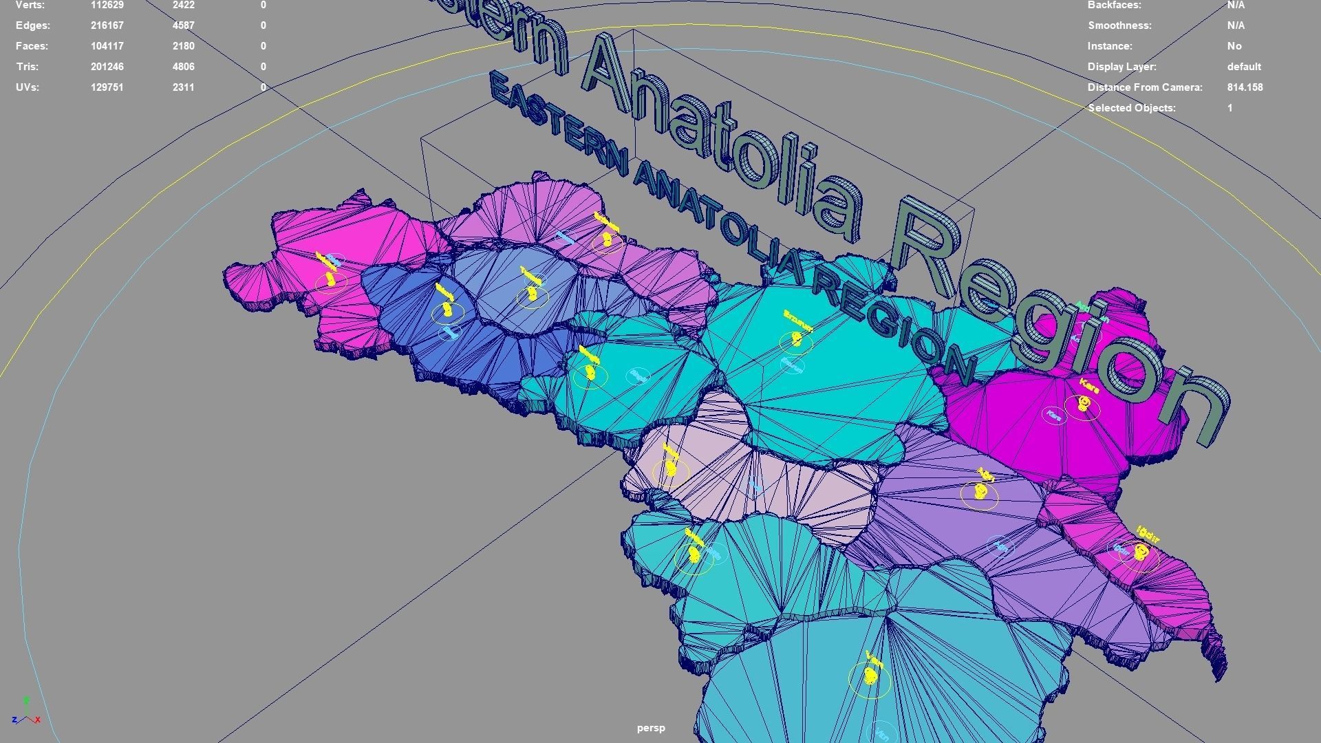 Eastern Anatolia Region Turkey map region geography political 3D model ...