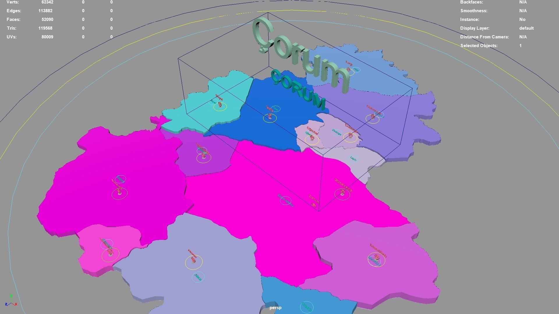 Corum Black Sea Region Turkey map region geography political 3D model ...