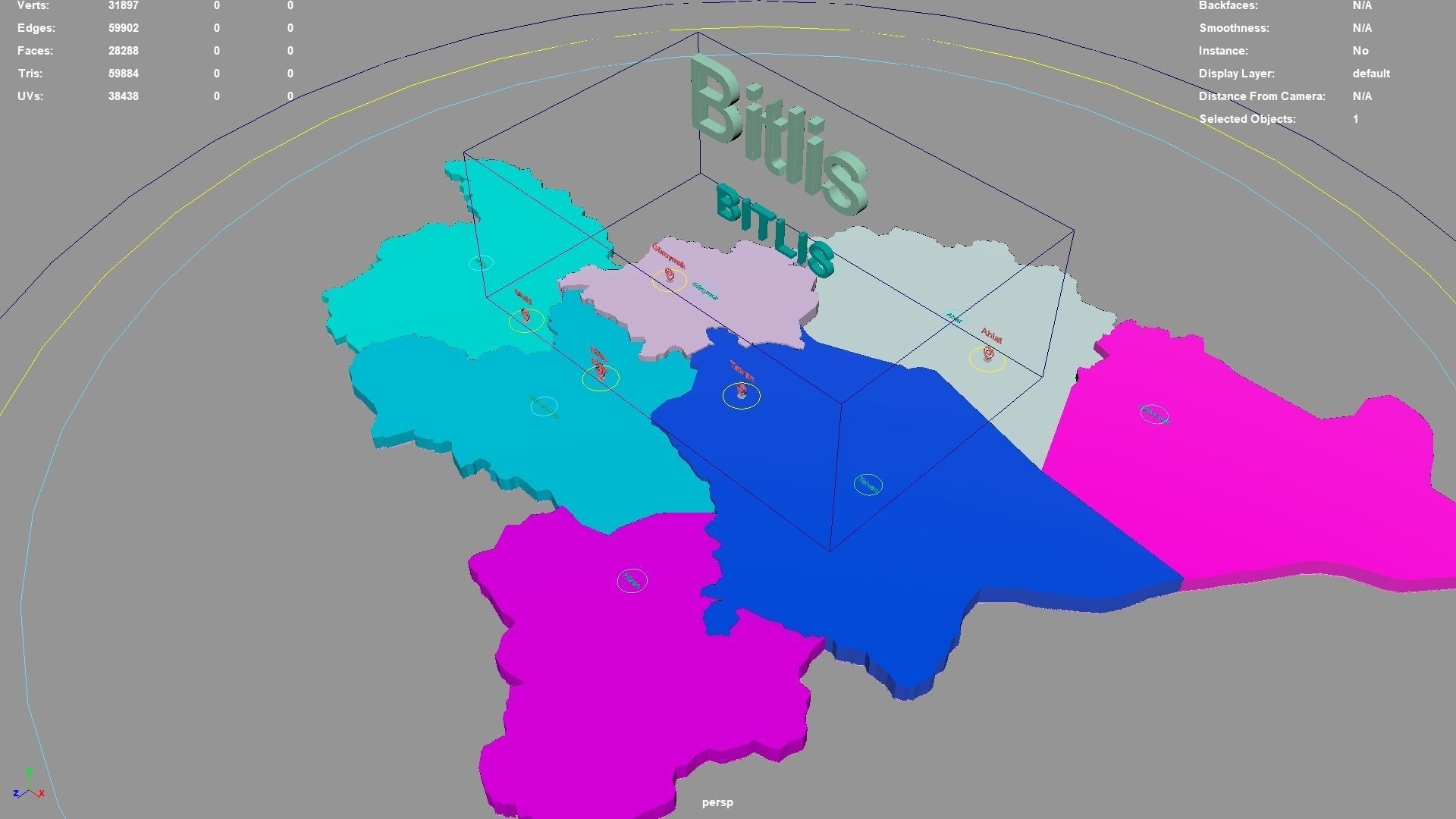 Bitlis Eastern Anatolia Region Turkey map region geography 3D model rigged | CGTrader