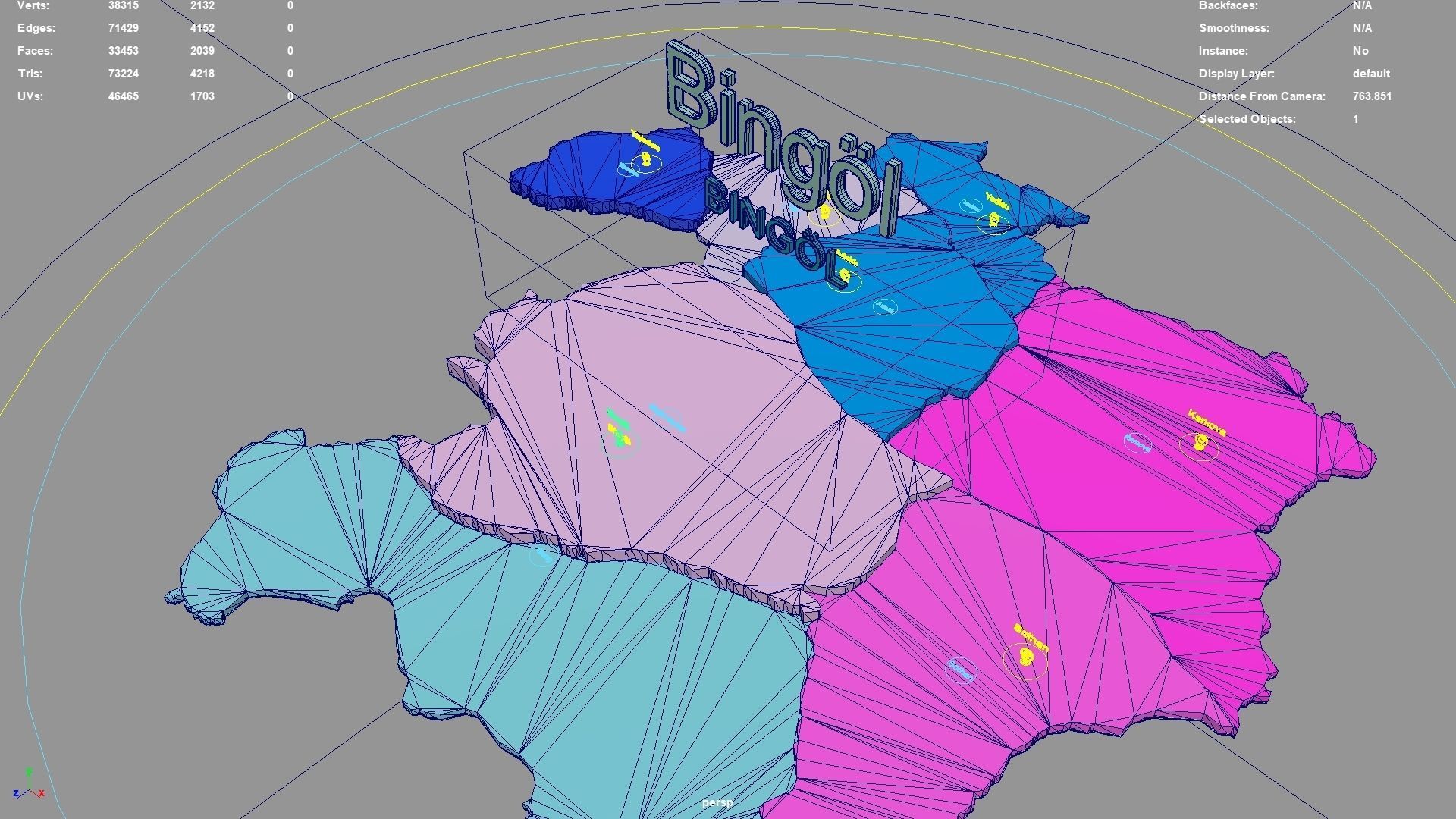 Bingol Eastern Anatolia Region Turkey map region geography 3D model ...