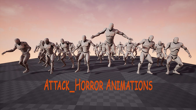 3D model Attack Horror Animations 25 dynamic animations for UE4 ...
