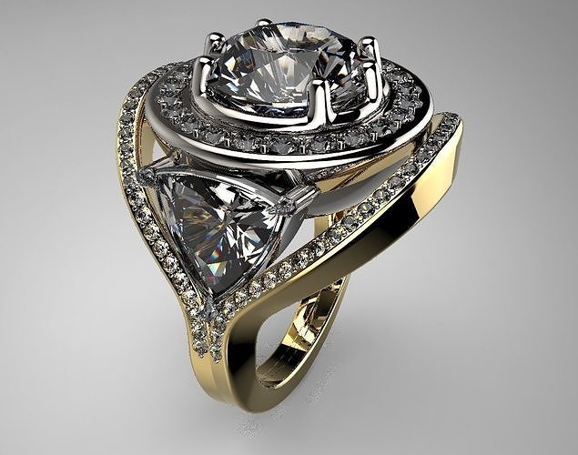 Classic Big Stone Ring 3D model 3D printable | CGTrader