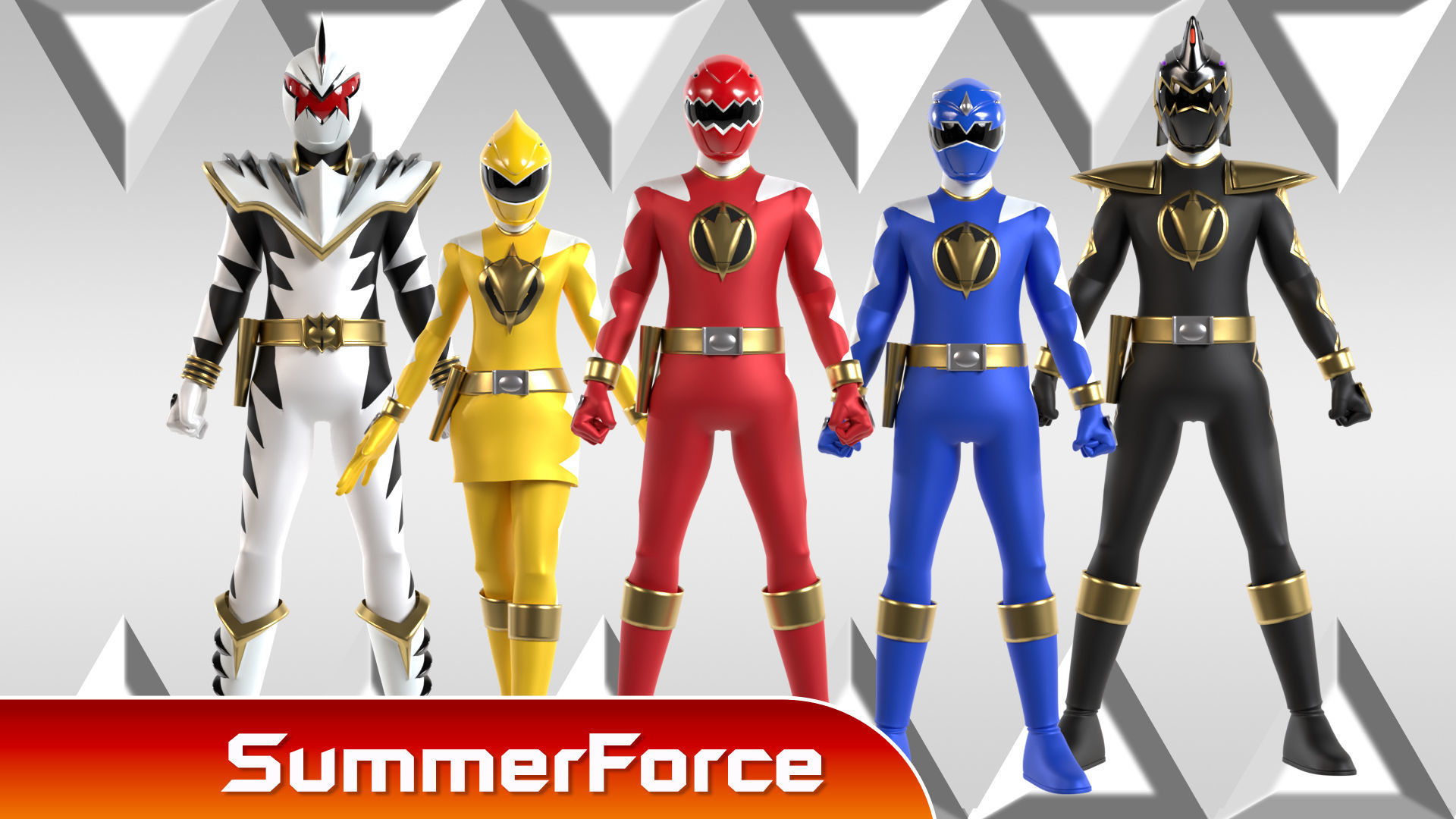 3D Model Collection Power Rangers Dino Thunder VR / AR / low-poly ...