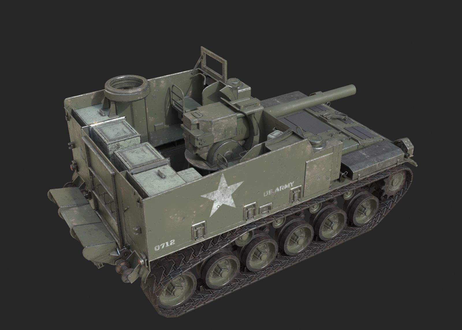3D model Vietnam War USA Army M44 155mm self-propelled howitzer VR / AR / low-poly | CGTrader