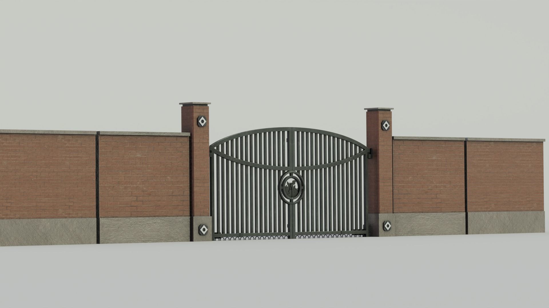Modular wall with Gate 3D model | CGTrader