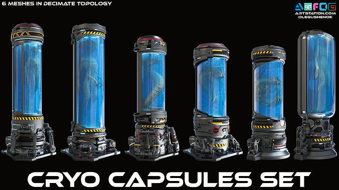 Cryo capsules set 3D model | CGTrader