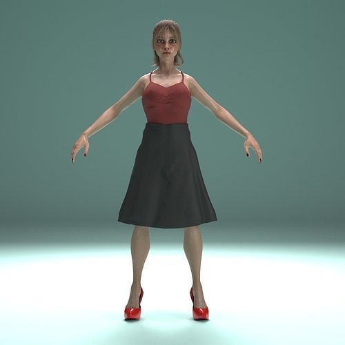 Young girl woman Character in A-Pose 3D model | CGTrader