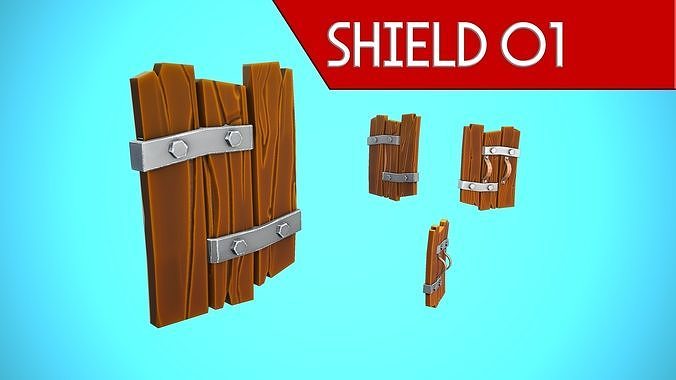 3D model SHIELD 01 - WOOD CARTOON STYLIZED VR / AR / low-poly | CGTrader