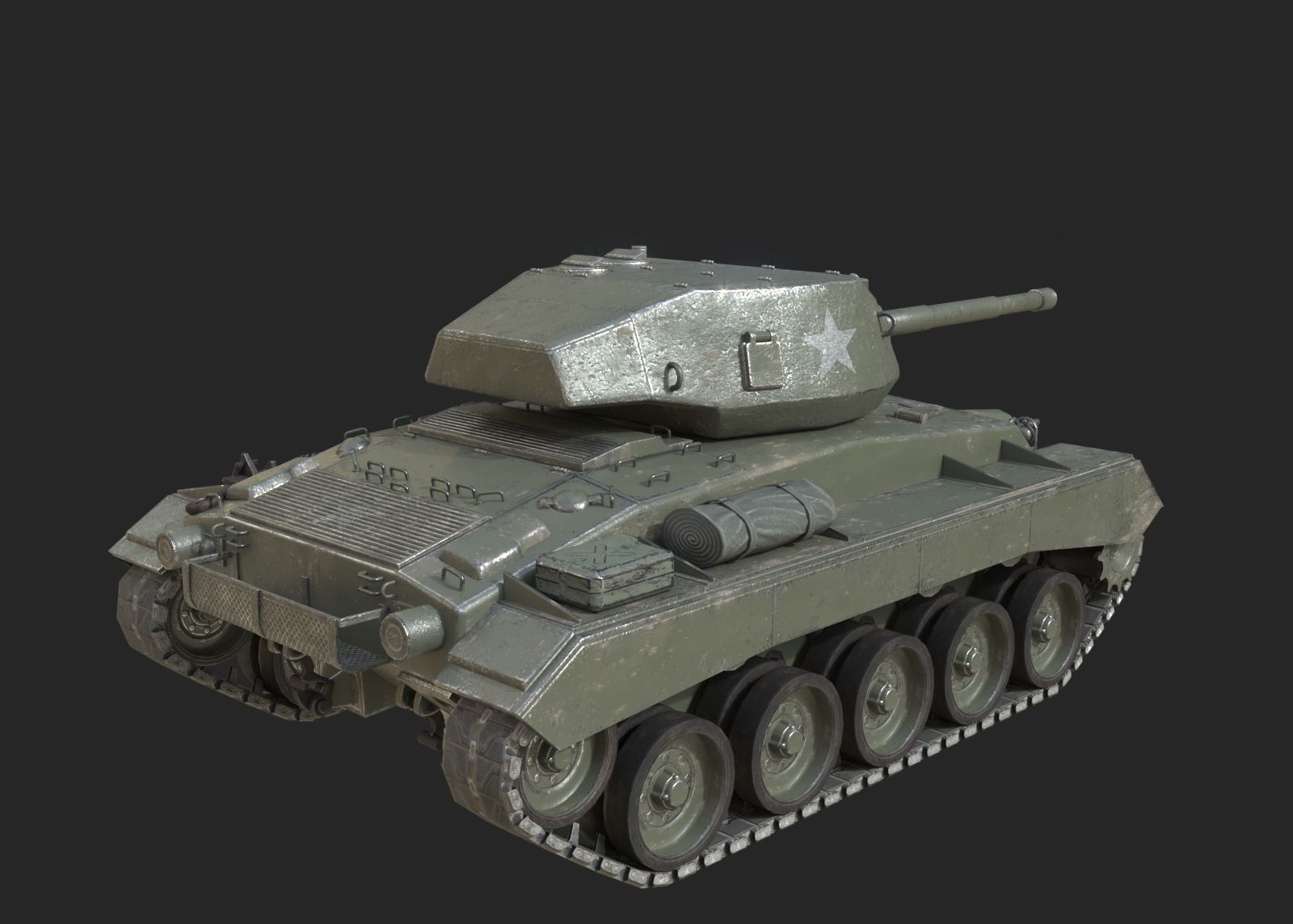 3D model WWII US Army M24 Chaffee Light Tank M-24 VR / AR / low-poly ...