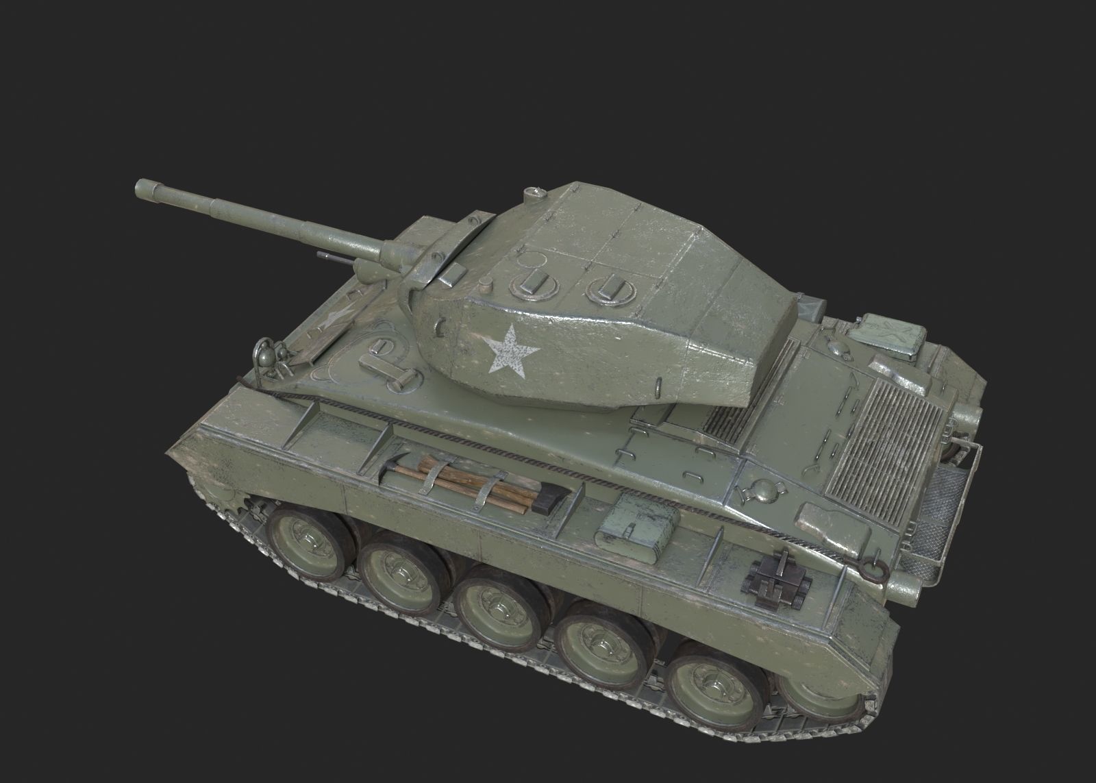3D model WWII US Army M24 Chaffee Light Tank M-24 VR / AR / low-poly ...