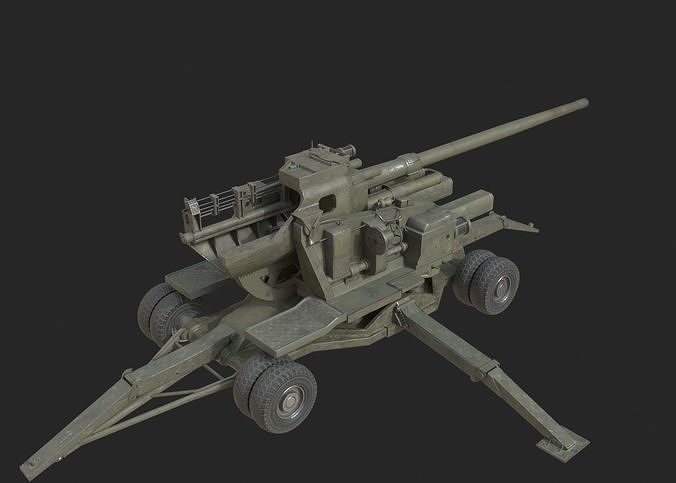 3D model Soviet KS30 130mm anti-aircraft gun Flak KS-30 VR / AR / low ...
