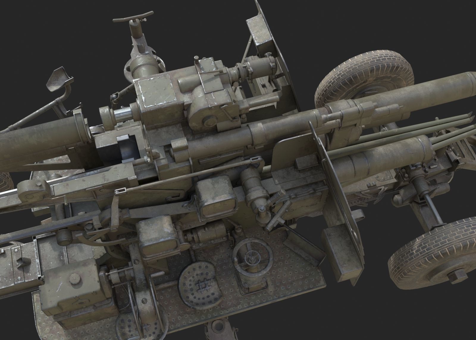 3D model Soviet KS-19 100mm anti-aircraft gun Flak KS19 VR / AR / low ...