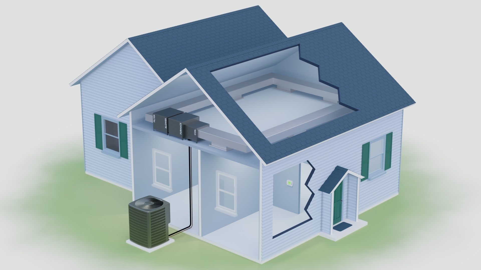 HVAC House Cutaway 3D model | CGTrader