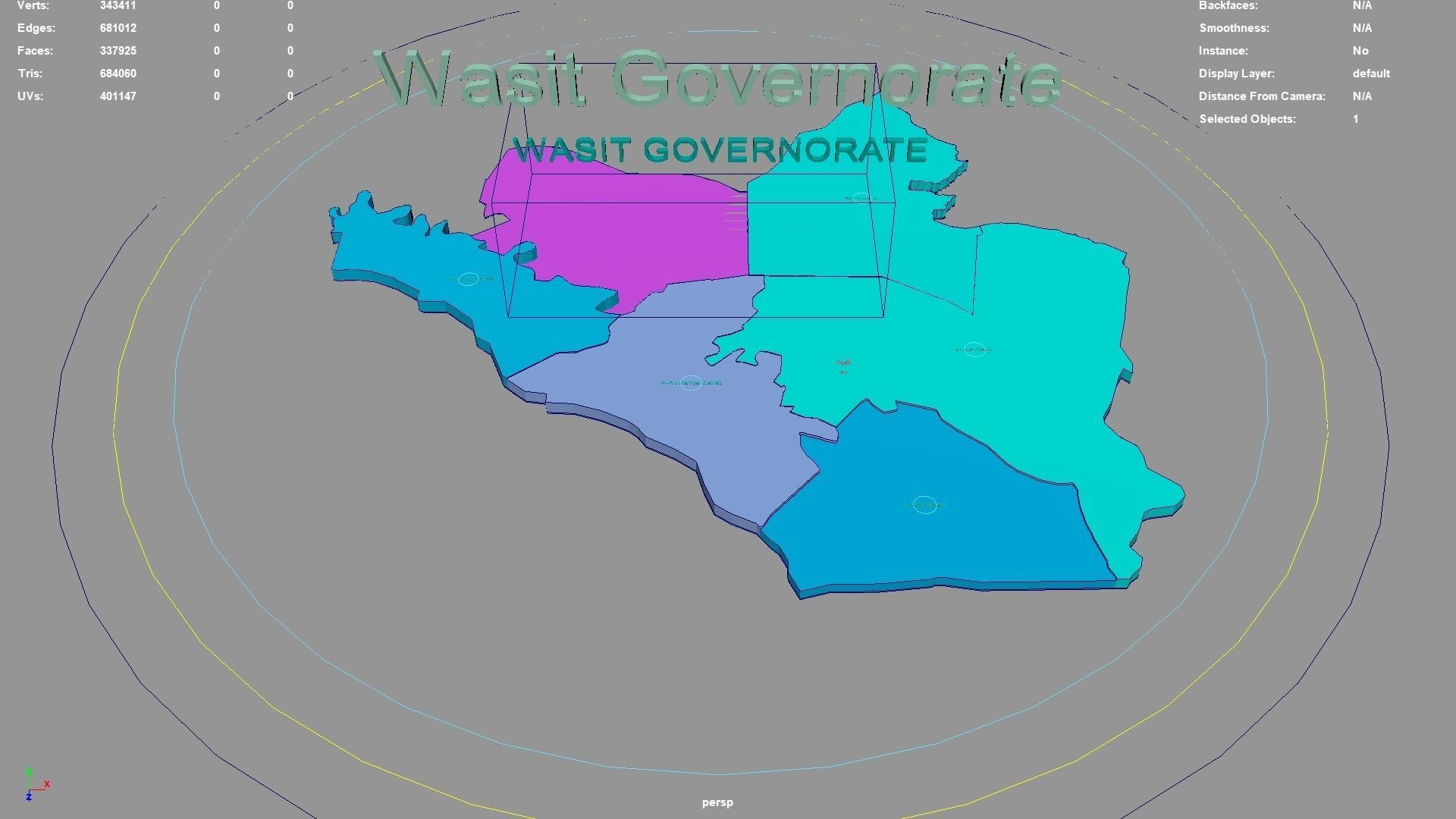 Wasit Governorate Iraq map region geography political 3D model rigged ...