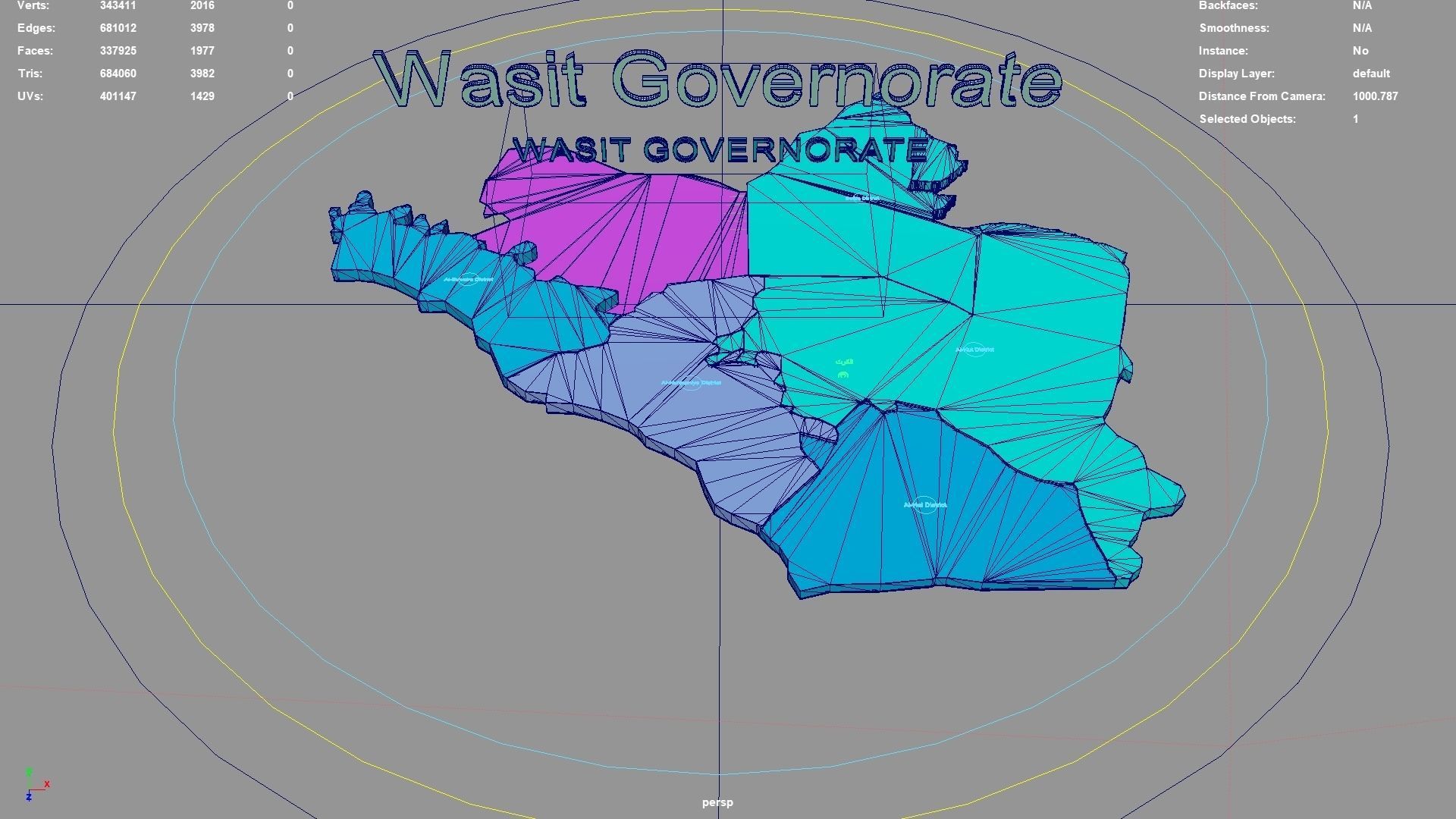 Wasit Governorate Iraq map region geography political 3D model rigged ...