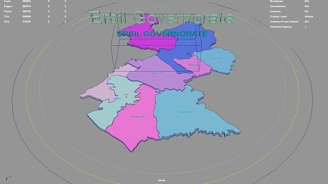Erbil Governorate Iraqi Kurdistan Region Iraq map region 3D model ...
