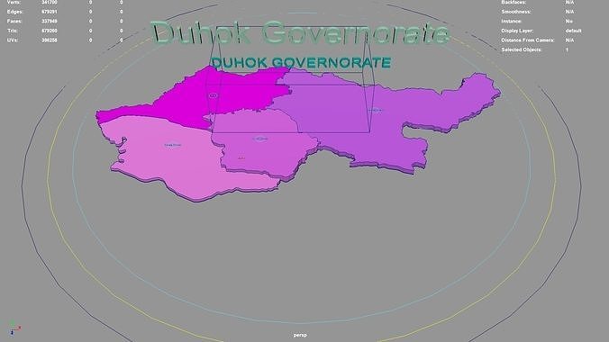 Duhok Governorate Iraqi Kurdistan Region Iraq map region 3D model ...