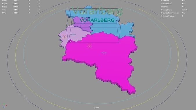 Vorarlberg Austria map region geography political geographic 3D model ...