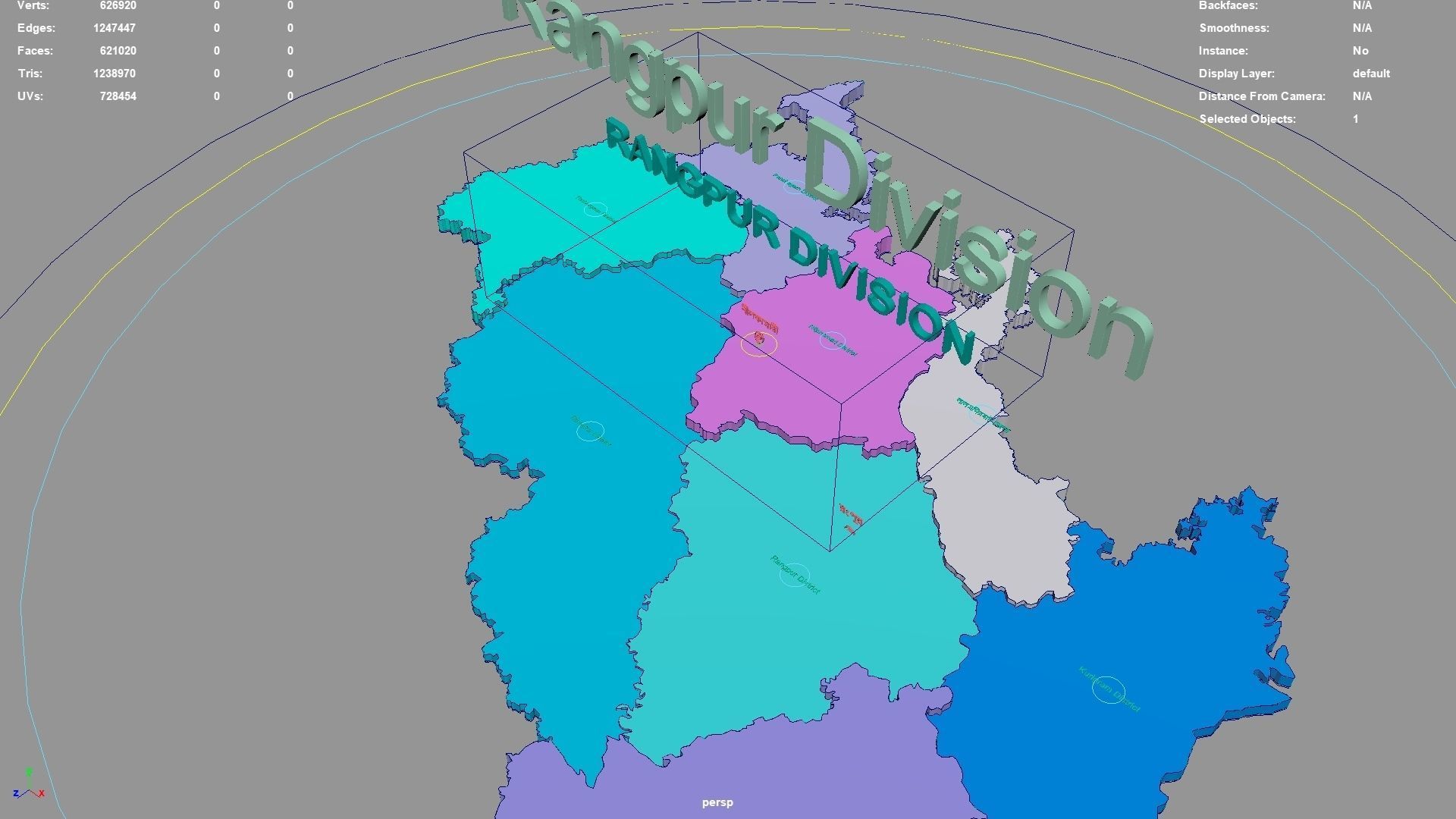 Rangpur Division Northern Bengal Bangladesh map region 3D model rigged | CGTrader