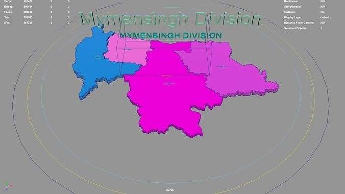 Mymensingh Division Central Bengal Bangladesh map region 3D model rigged | CGTrader