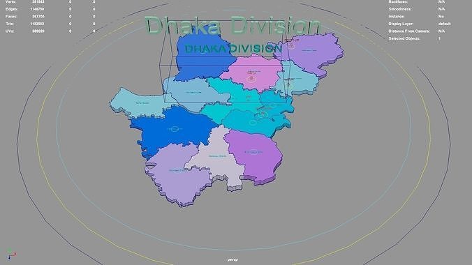 Dhaka Division Central Bengal Bangladesh map region geography 3D model ...