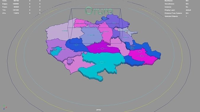 Oruro Bolivia map region geography political geographic 3D model rigged ...