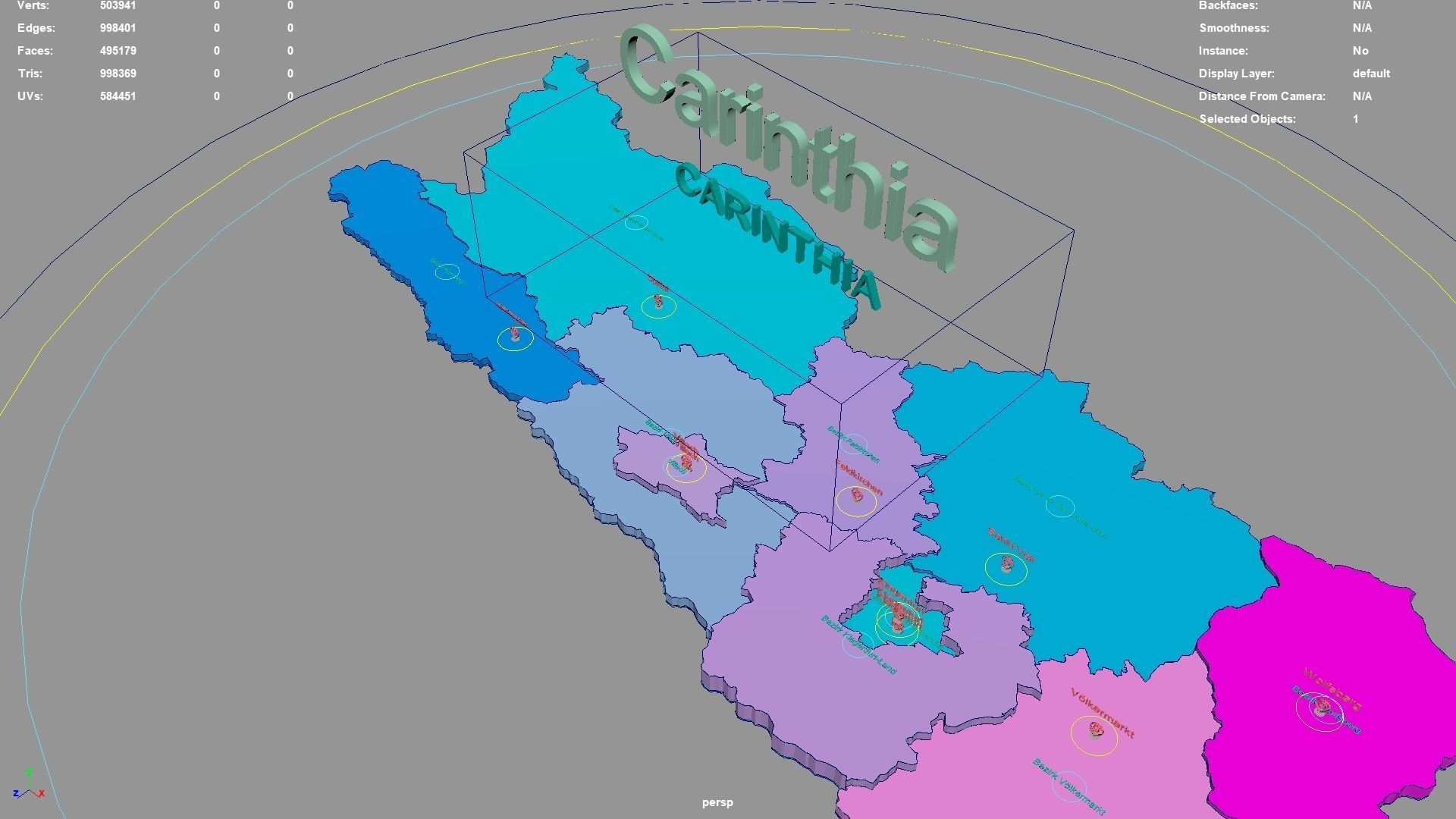 Carinthia Austria map region geography political geographic 3D model ...