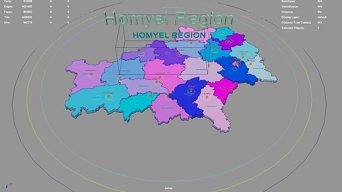 Homyel Region Belarus map region geography political geographic 3D ...