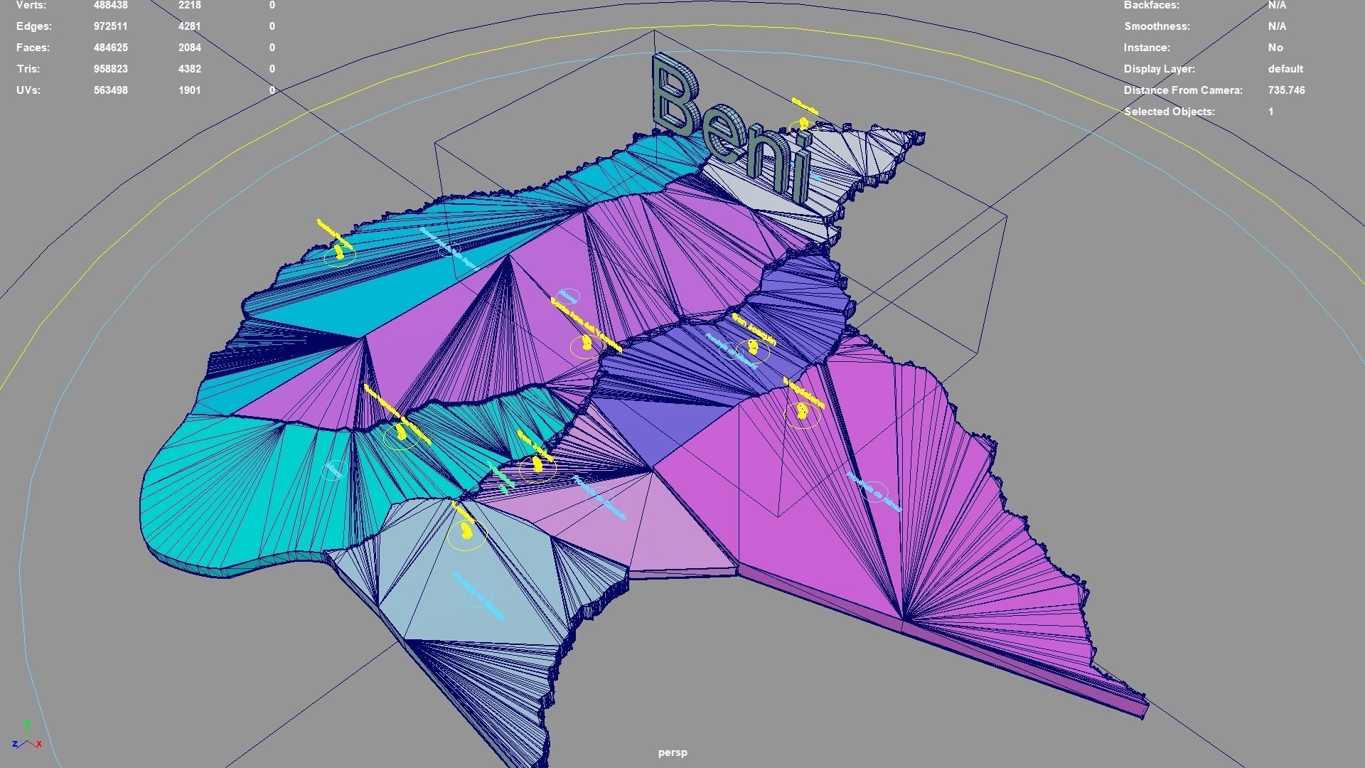 Beni Bolivia map region geography political geographic 3D model rigged ...