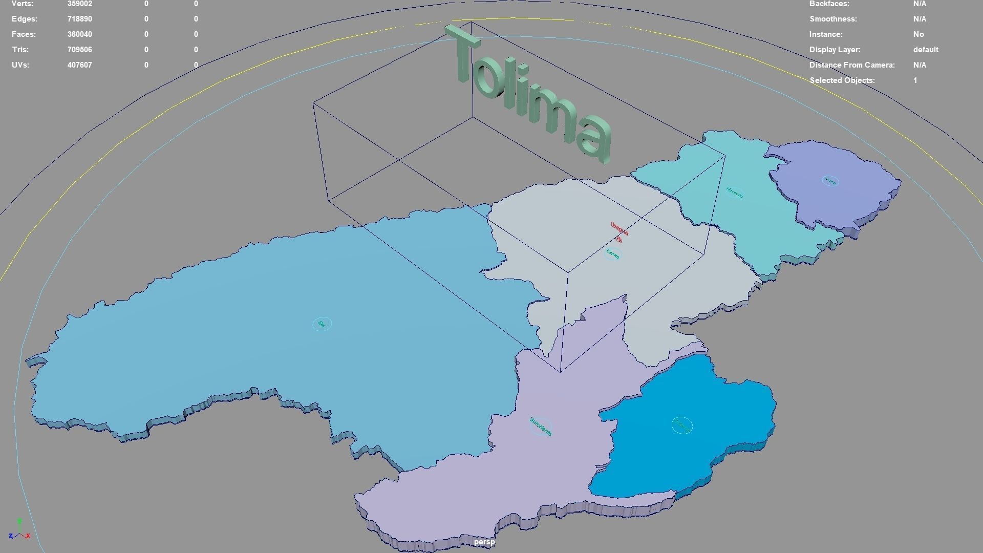 Tolima RAP Eje Cafetero Colombia map region geography 3D model rigged ...