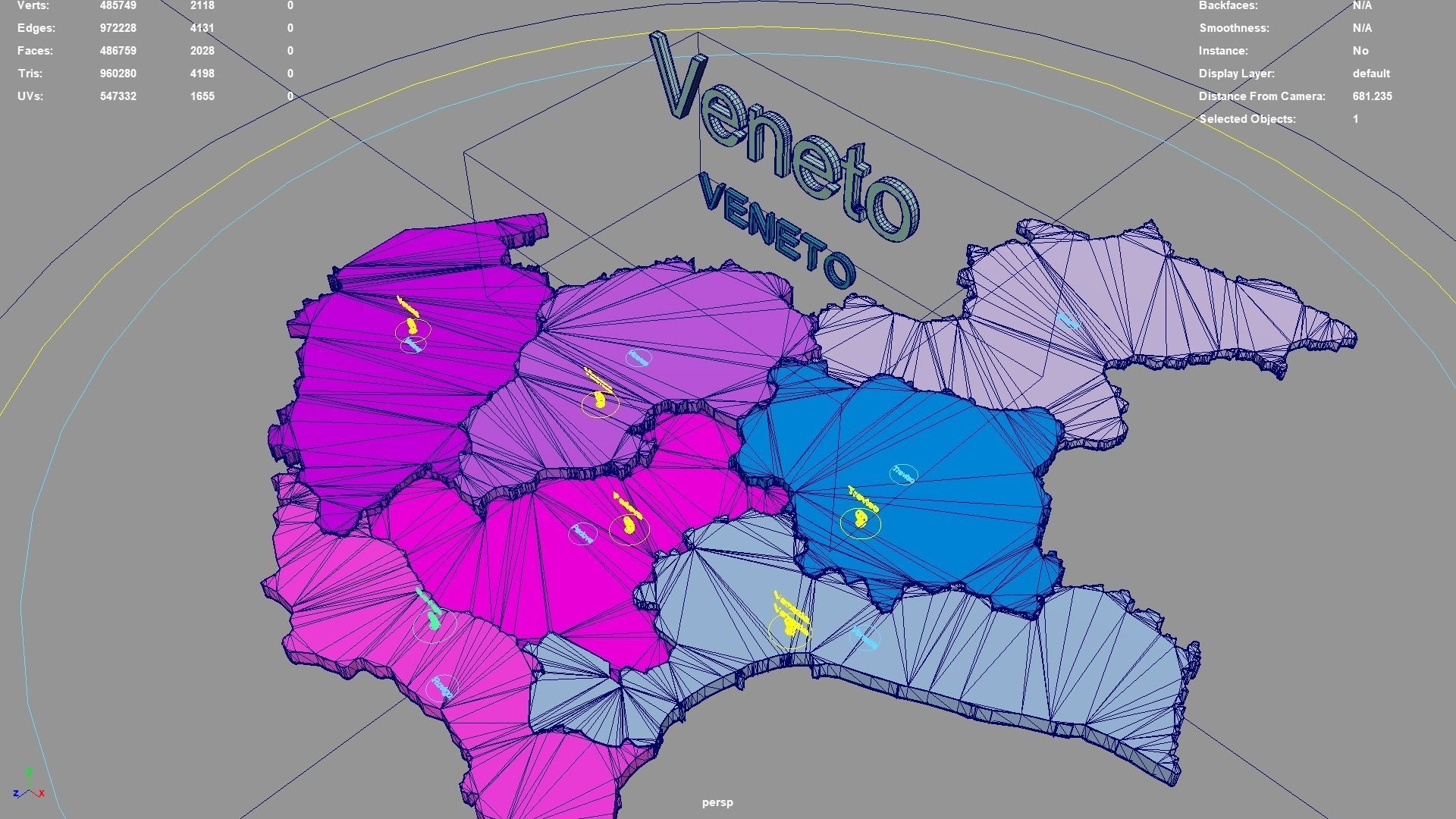 Veneto Italy map region geography political geographic 3D model rigged ...