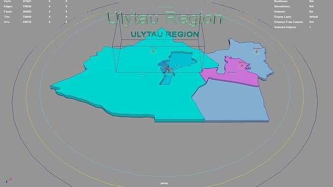 Ulytau Region Kazakhstan map region geography political 3D model rigged ...