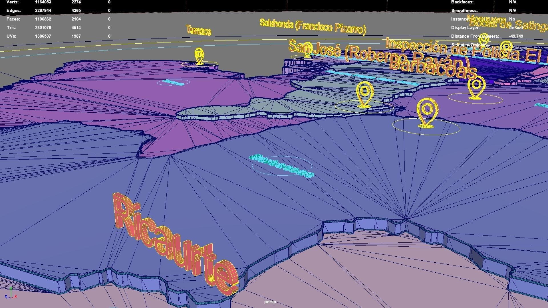 Narino RAP Pacifico Colombia map region geography political 3D model ...