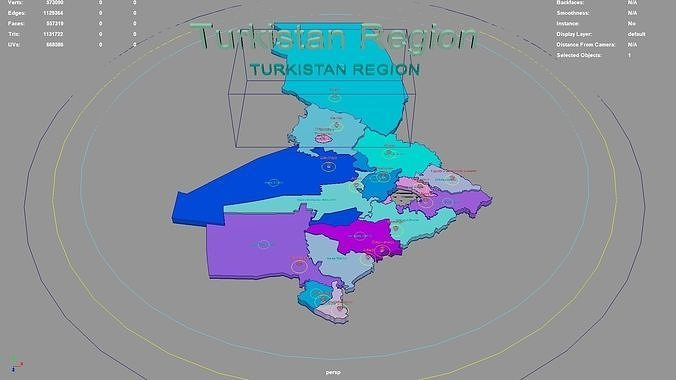 Turkistan Region Kazakhstan map region geography political 3D model ...