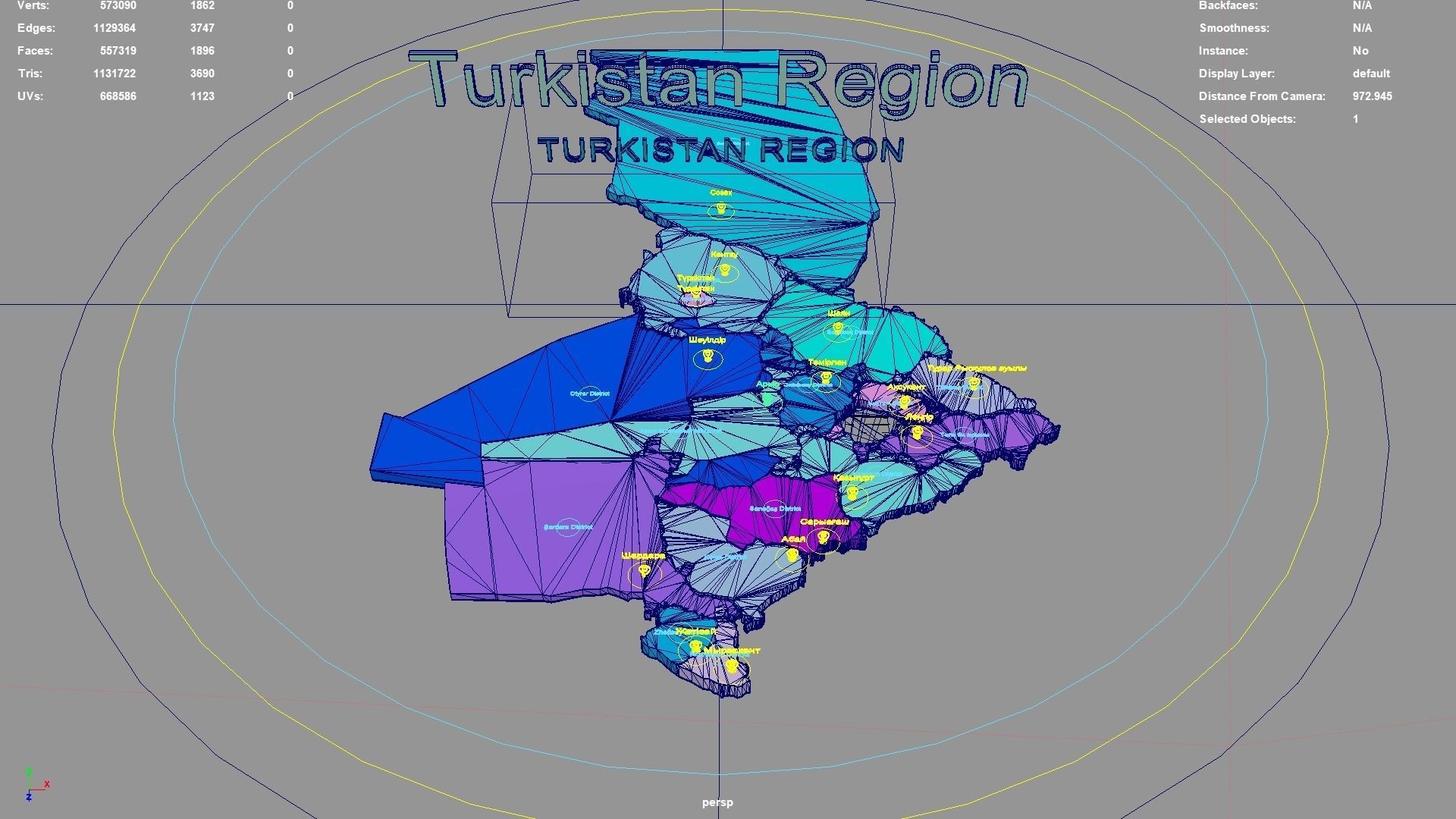 Turkistan Region Kazakhstan map region geography political 3D model ...