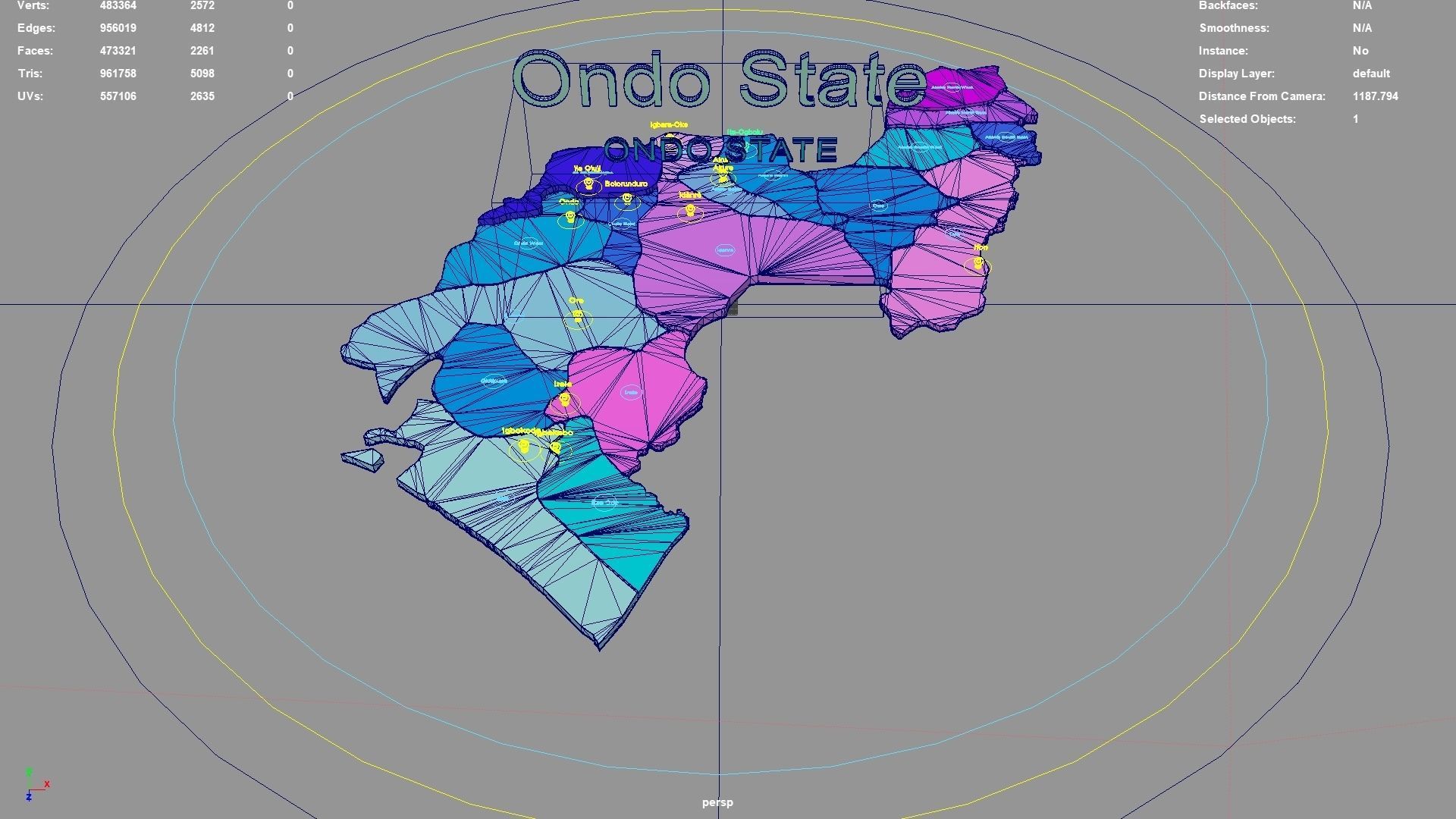 Ondo State Nigeria map region geography political geographic 3D model rigged | CGTrader
