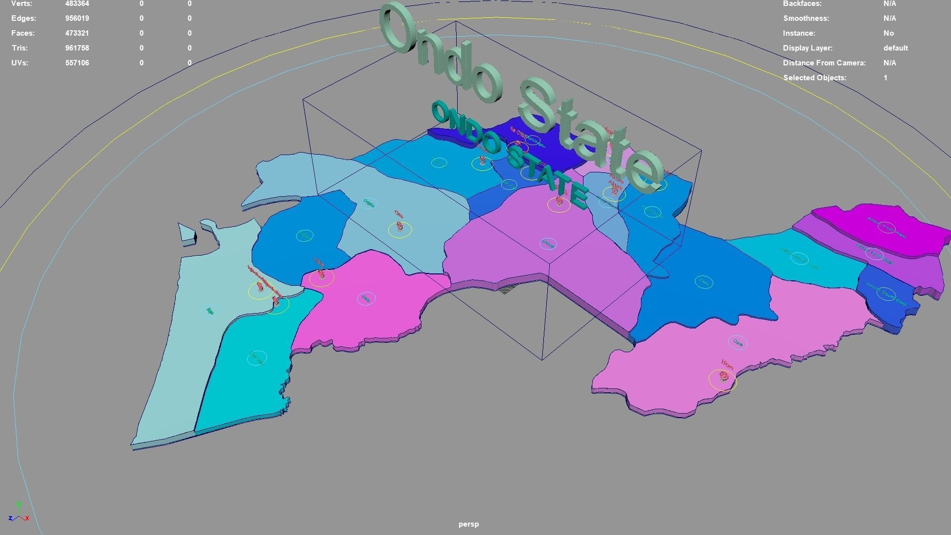 Ondo State Nigeria map region geography political geographic 3D model ...