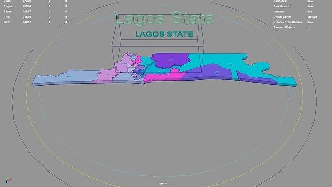 Lagos State Nigeria map region geography political geographic 3D model ...