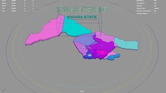 Kwara State Nigeria map region geography political geographic 3D model rigged | CGTrader