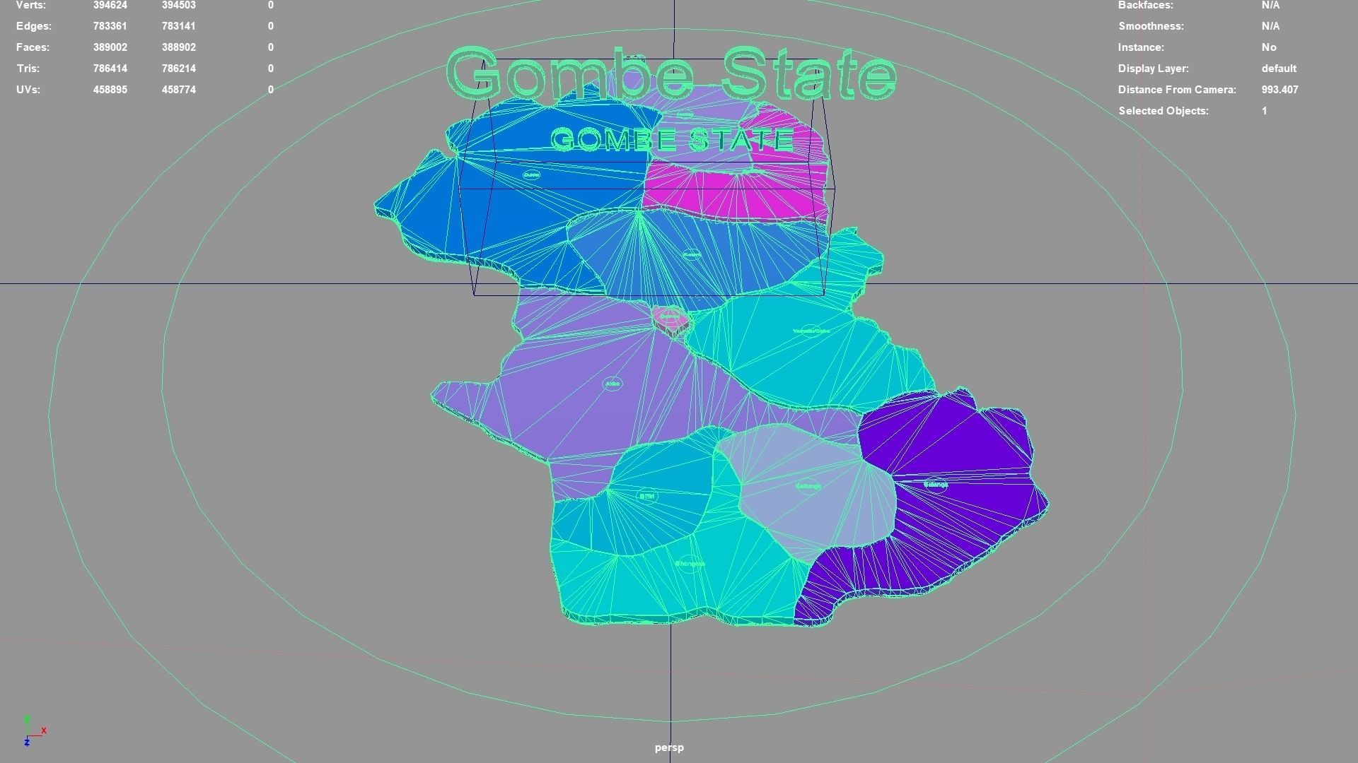 Gombe State Nigeria map region geography political geographic 3D model ...