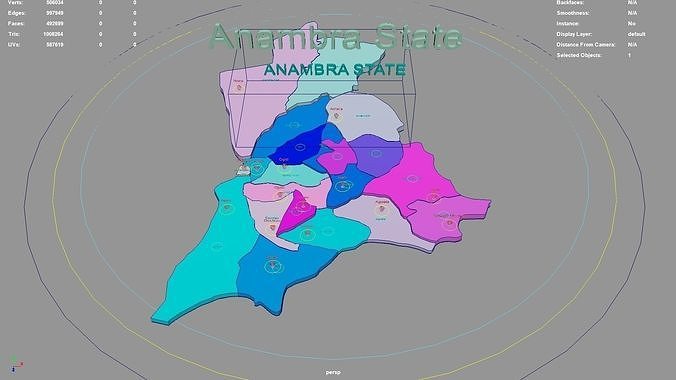 Anambra State Nigeria map region geography political geographic 3D ...