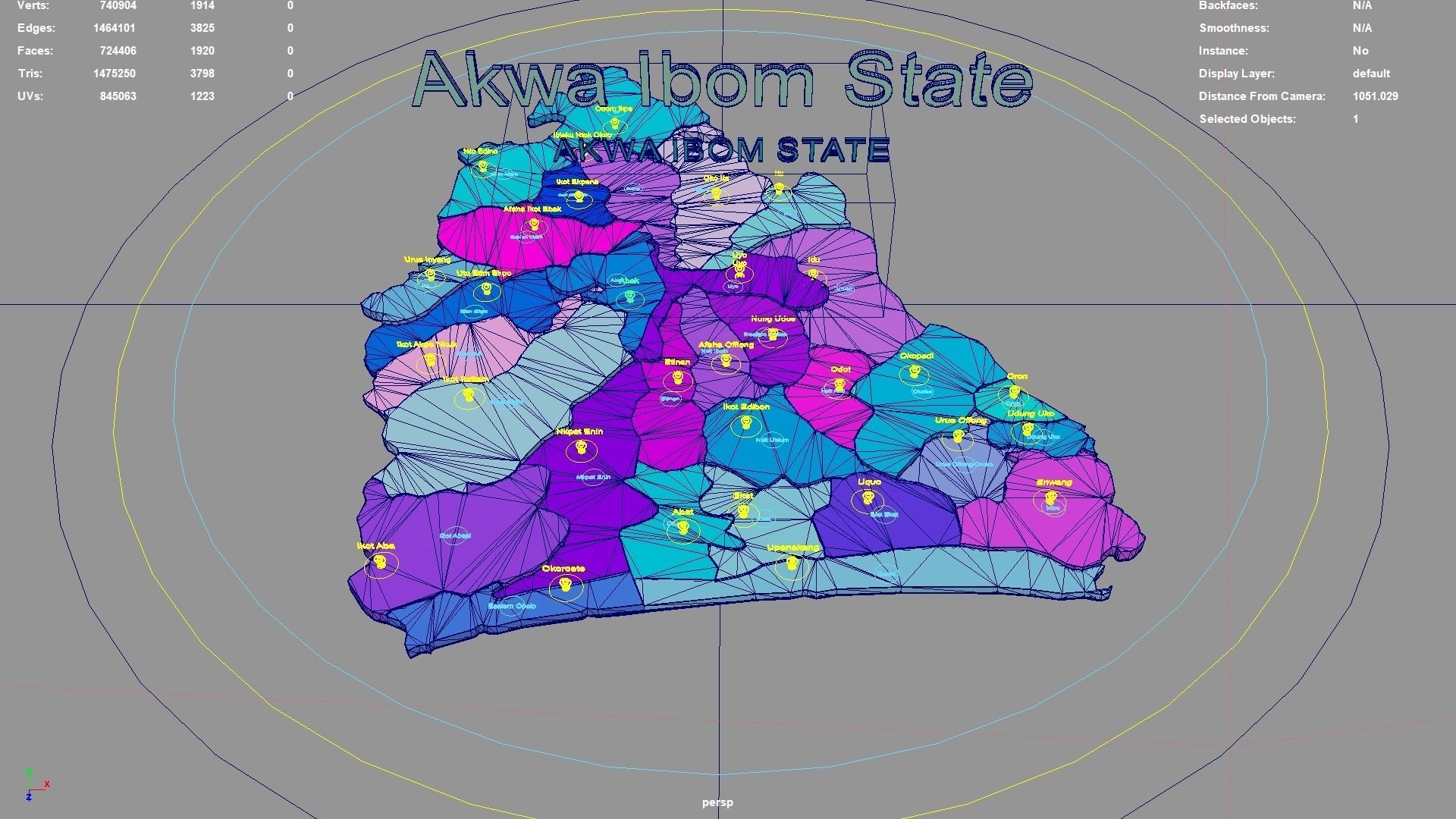 Akwa Ibom State Nigeria map region geography political 3D model rigged | CGTrader
