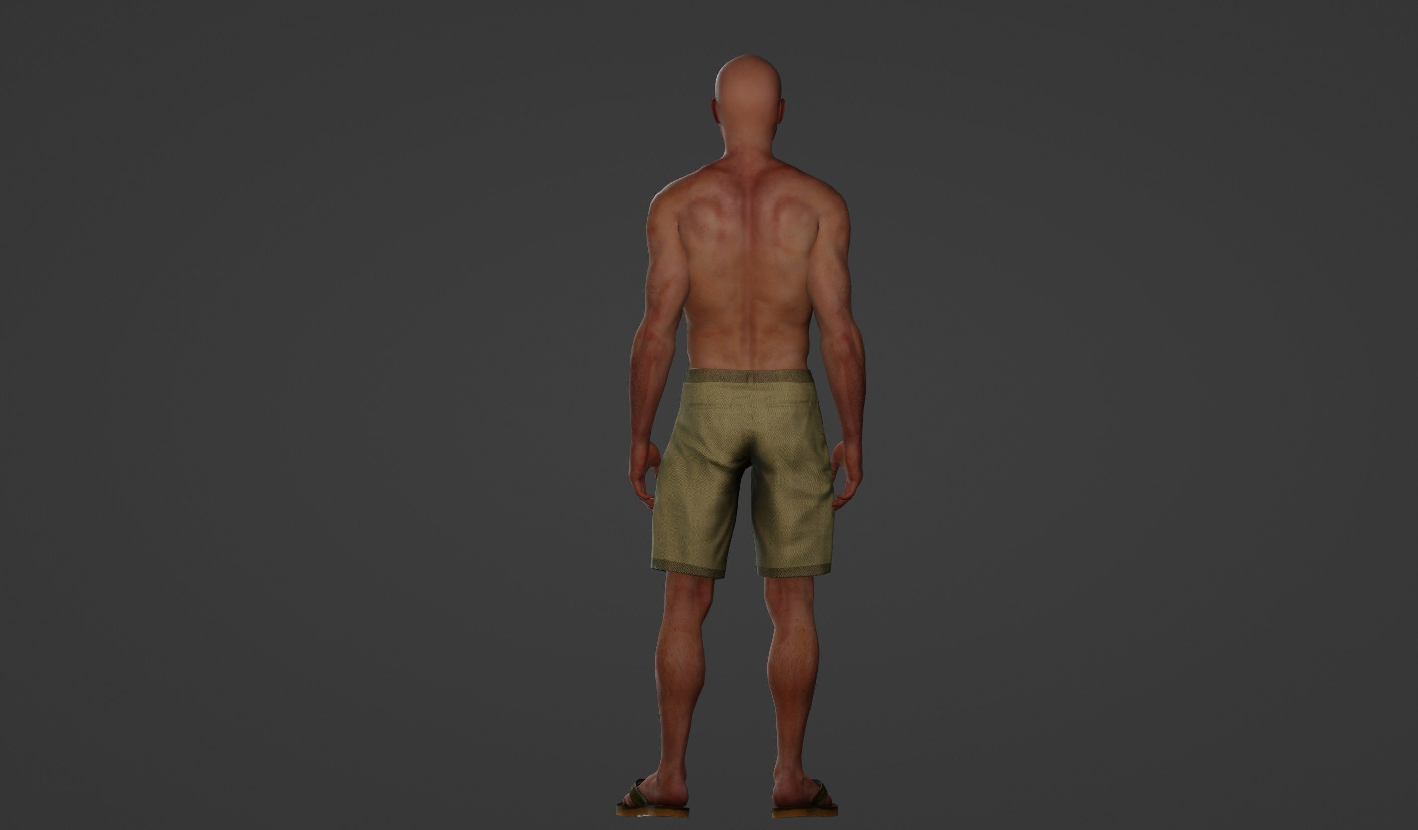 Bald guy in shorts 3D model | CGTrader