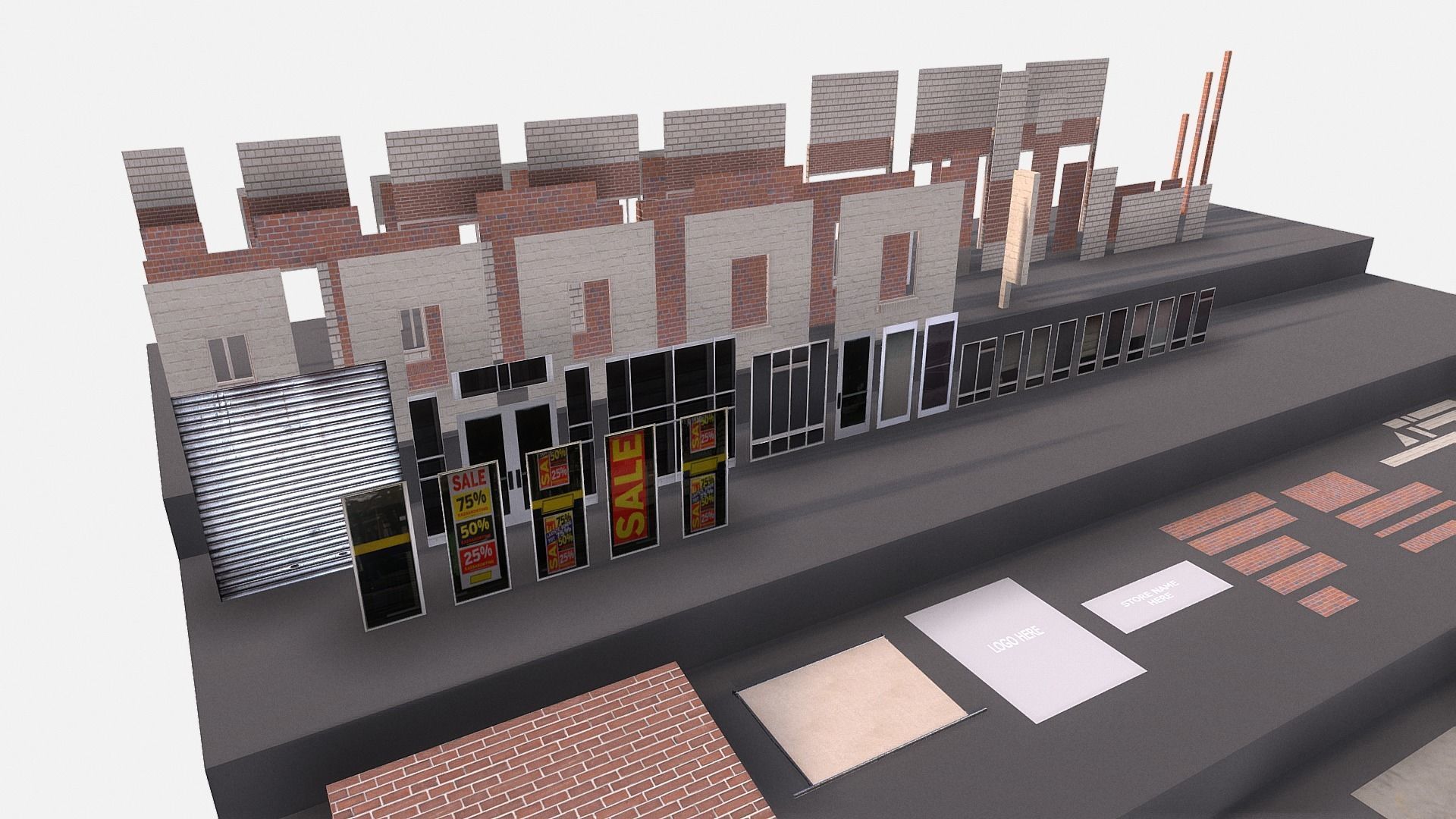 3D model modular kit buildings expansion pack VR / AR / low-poly | CGTrader