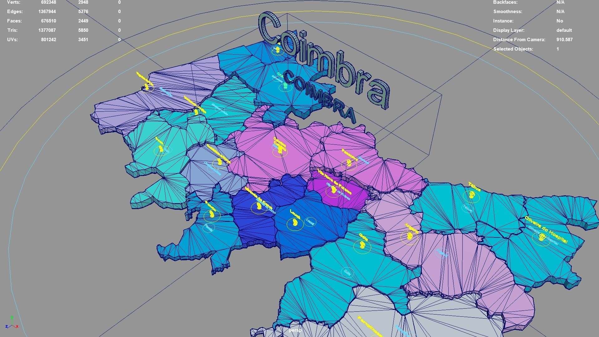 Coimbra Portugal map region geography political geographic 3D model ...