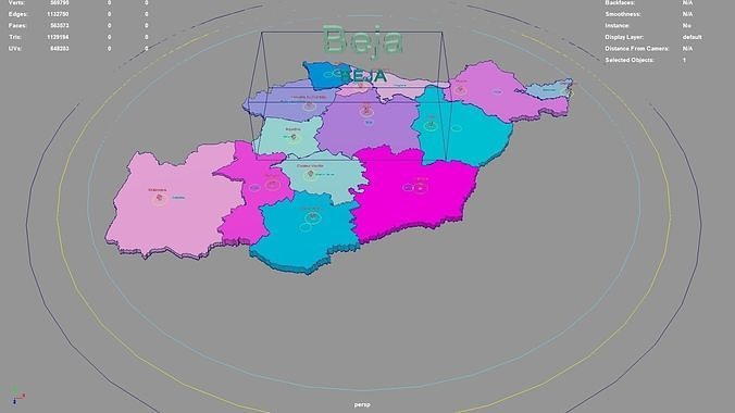 Beja Portugal map region geography political geographic 3D model rigged ...