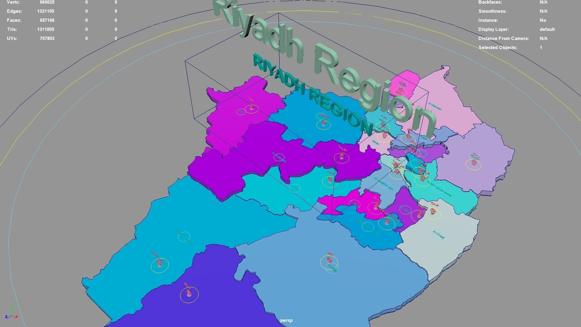 Riyadh Region Saudi Arabia map region geography political 3D model ...